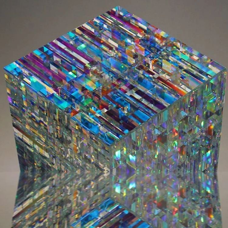 White Crystal Millennium Cube l Table Sculpture & Furnishing Art Piece ...