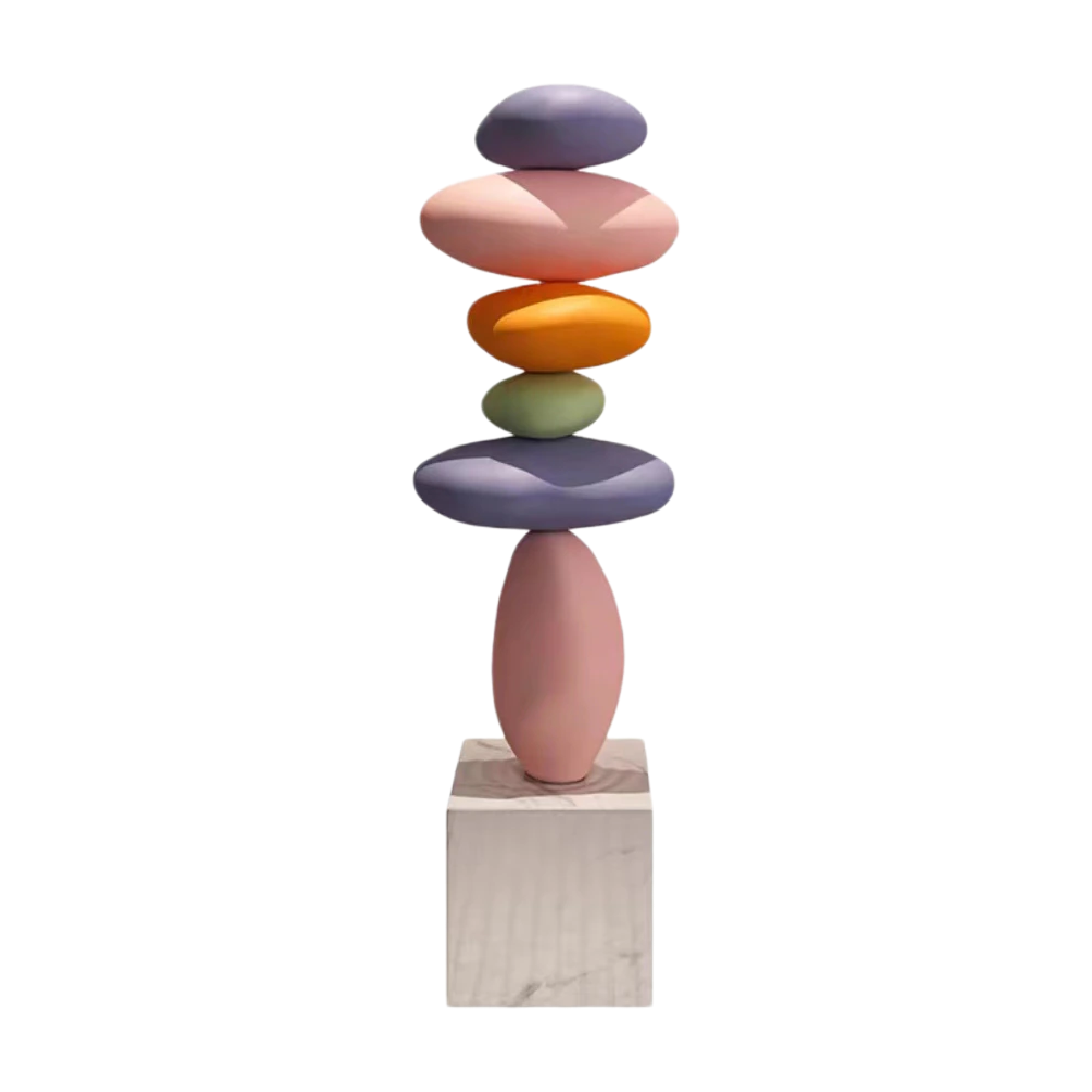 Large Floor Sculpture: Cairns Balancing Colorful Rocks – 80cm Abstract ...