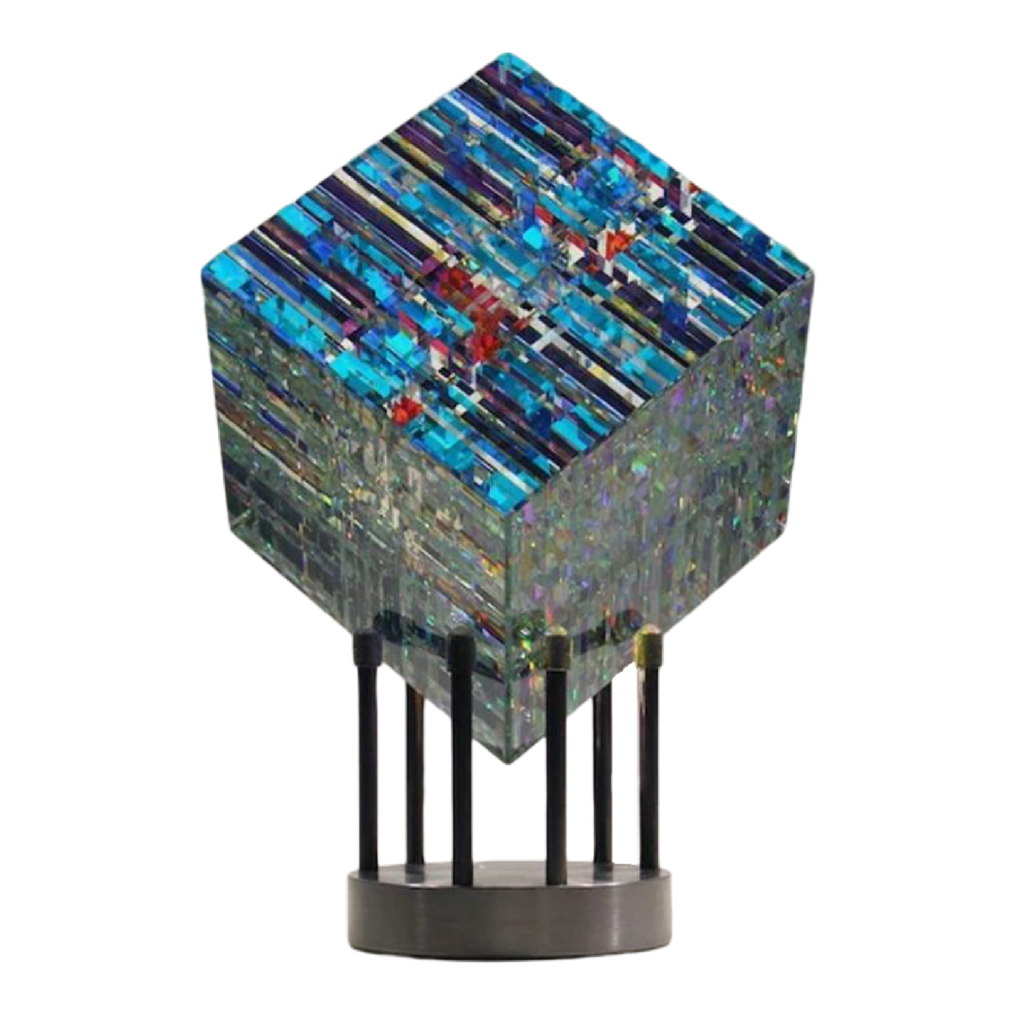 White Crystal Millennium Cube l Table Sculpture & Furnishing Art Piece ...