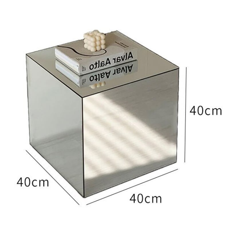Minimalist Square Glass Mirror Coffee Table – Bedside Table ...