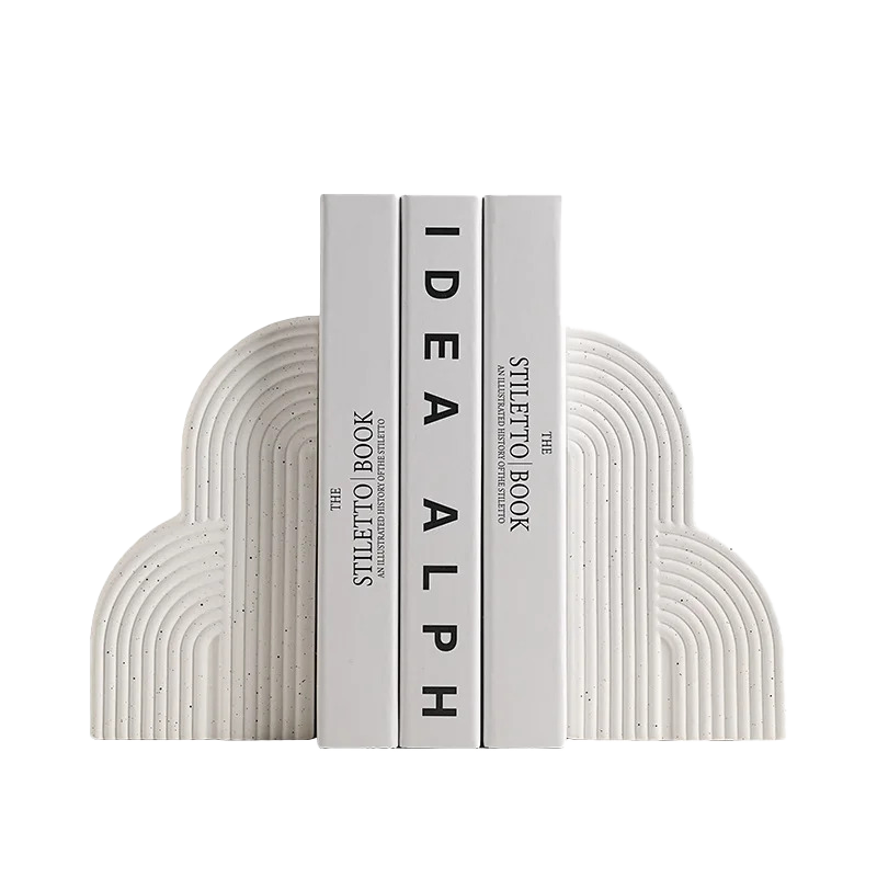 Tulum Round Ceramic Bookends – Modern Abstract Sculptures for Office ...